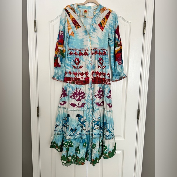 FARM Rio | Dresses | Nwt Farm Rio Tie Dye Rainbow Patchwork Maxi Dress ...